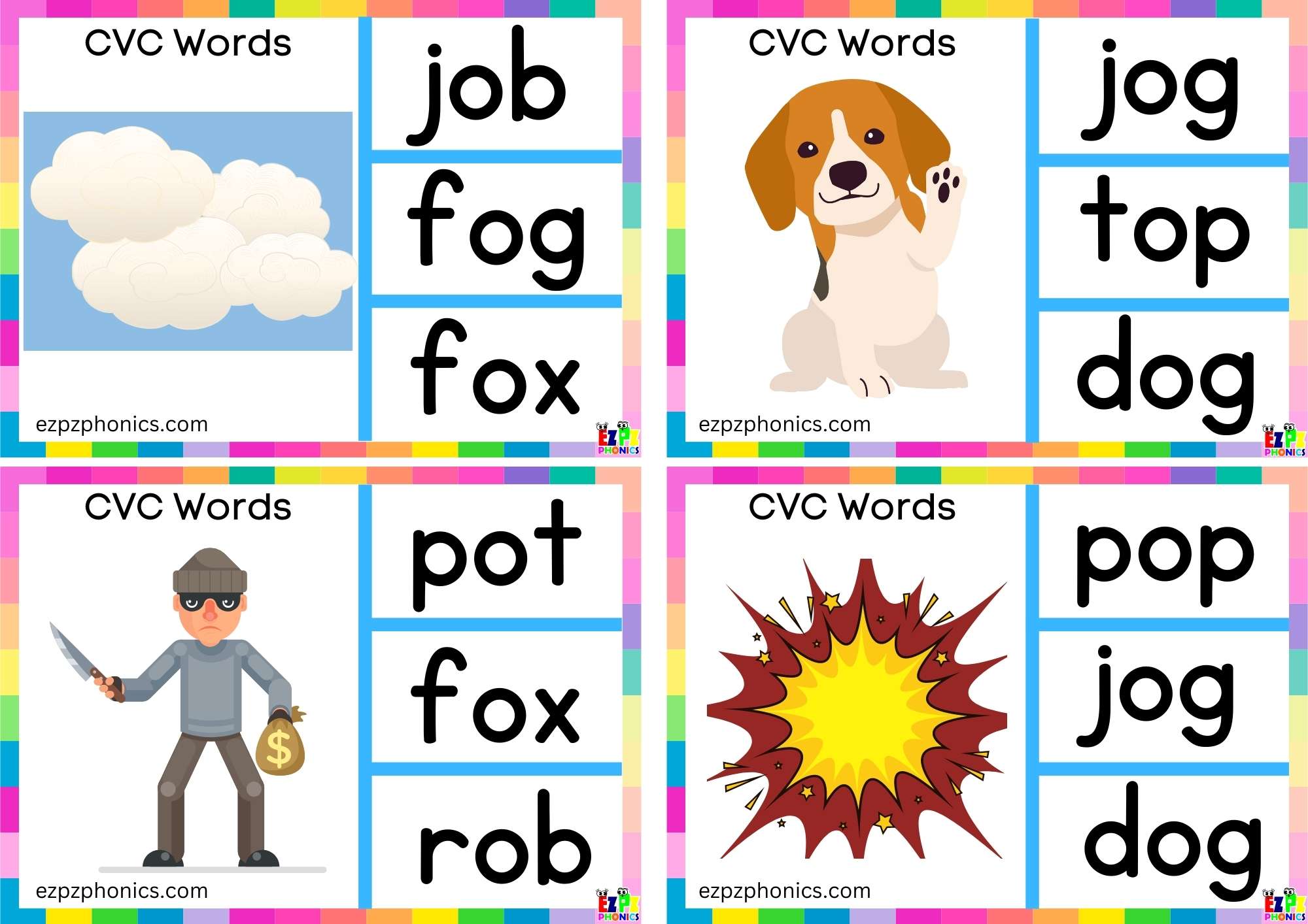 Short o Vowel CVC words Look at the image and clip the correct word 3 - ezpzphonics.com